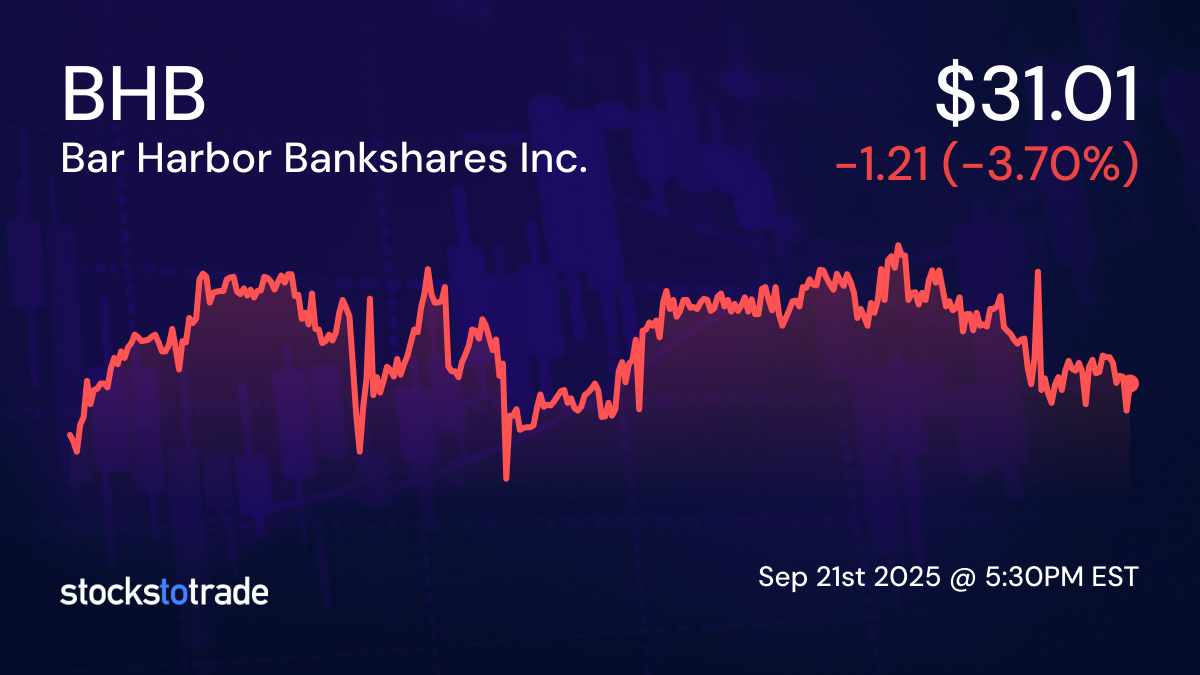 Bar Harbor Bankshares Inc. (BHB) Stock Price | Live Quotes & Charts | AMEX