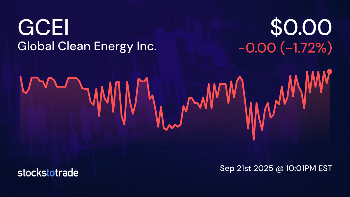 Global Clean Energy Inc. (GCEI) Stock Price | Live Quotes & Charts | OTO